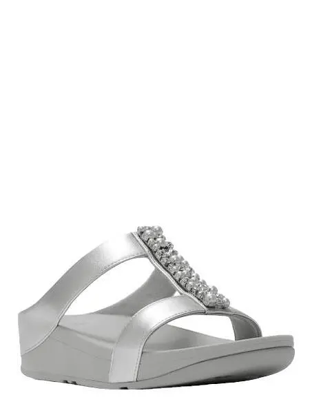 Fitflop Fino Pearls Crystal Slides - Silver