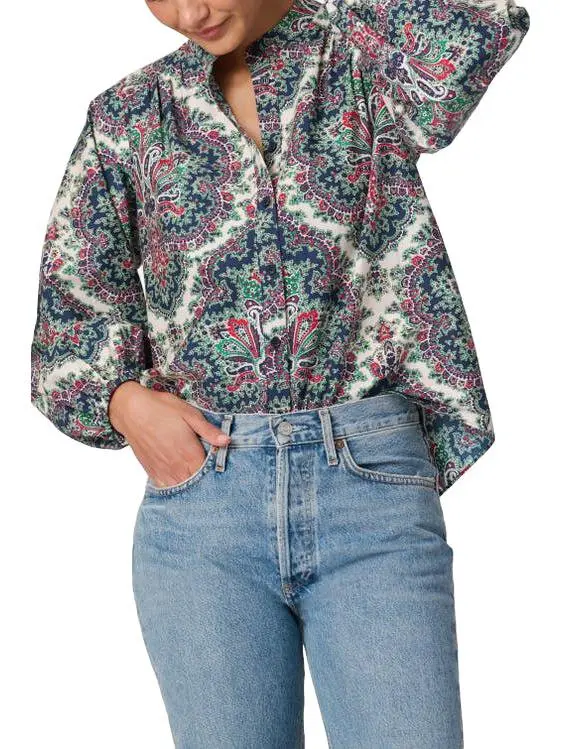 Shoshanna Printed Button-front Shirt - Navy/cherry