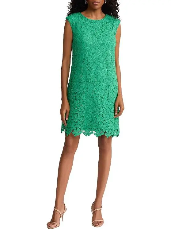 Jones New York Floral Lace Shift Dress - Kelly