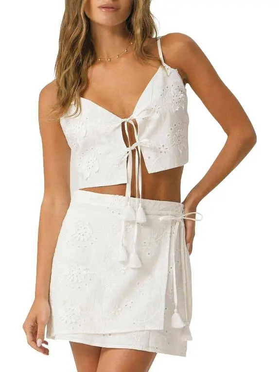 PQ Lena Tie Front Crop Top - White Sands