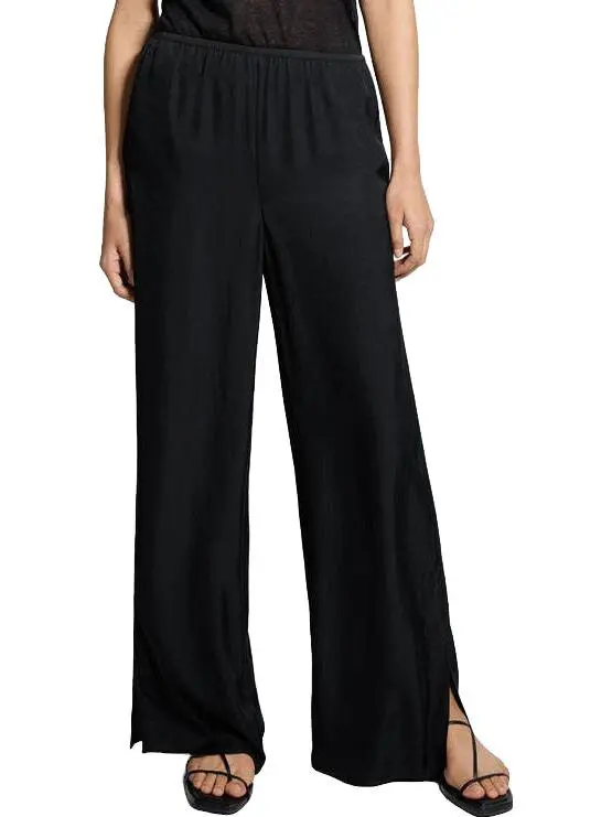Theory Slit Hem Wide Leg Pants - Black