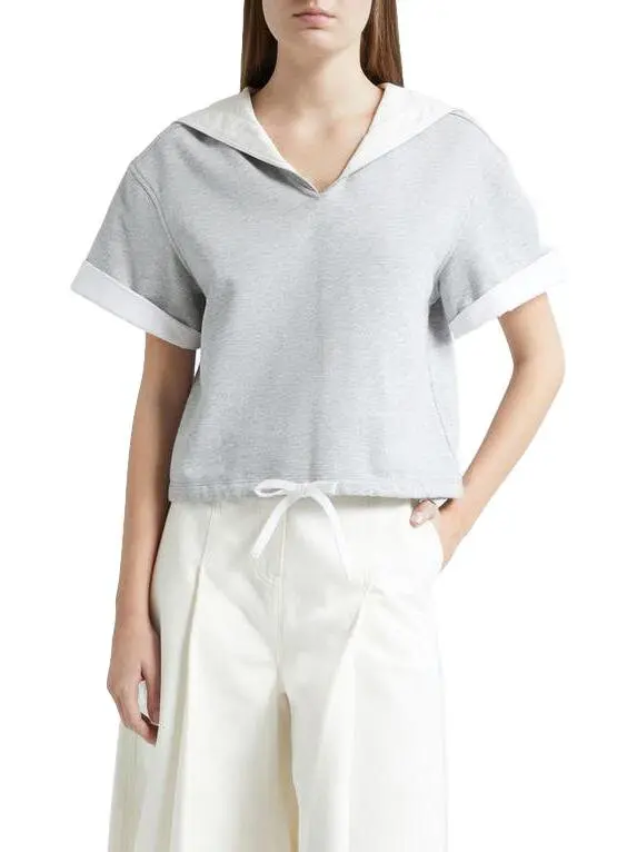 3.1 Phillip Lim French Terry Sailor Top - Light Grey Melange-white