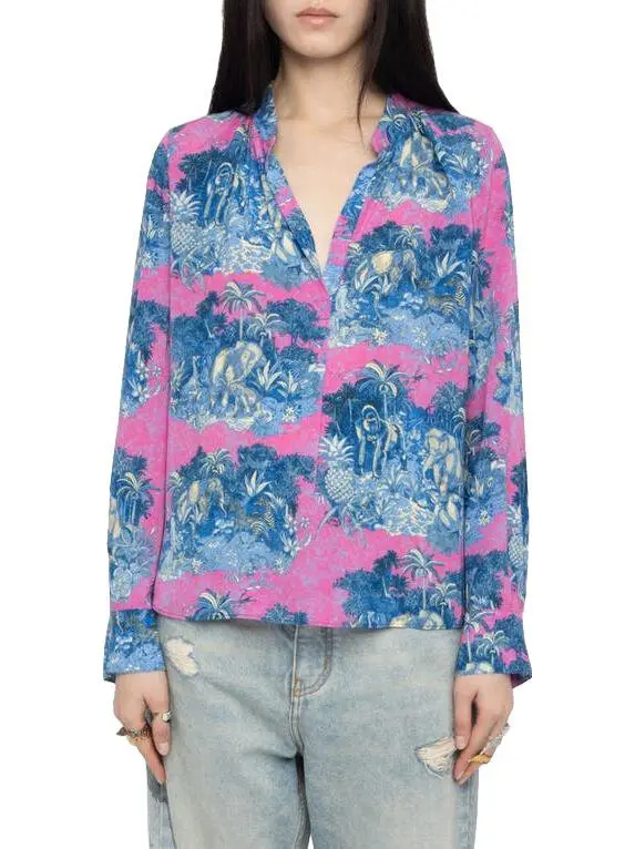 Zadig&Voltaire Jungle Print Crepe Popover Top - Lady