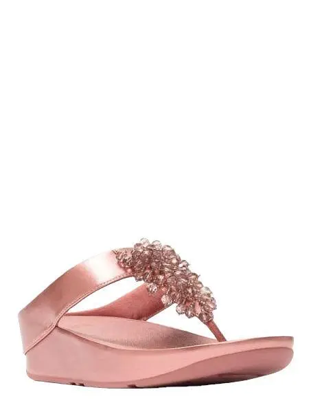 Fitflop Rumba Iridescent Bead Toe-post Sandals - Metallic Rust Rose