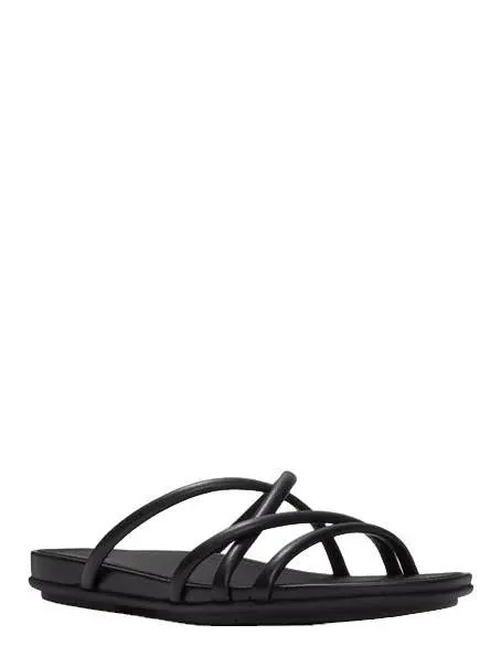 Fitflop Gracie Leather Strappy Slides - All Black