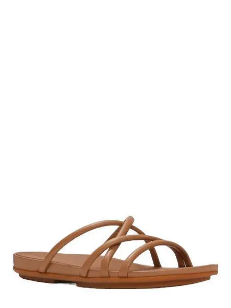 Fitflop Gracie Leather Strappy Slides - Classic Tan
