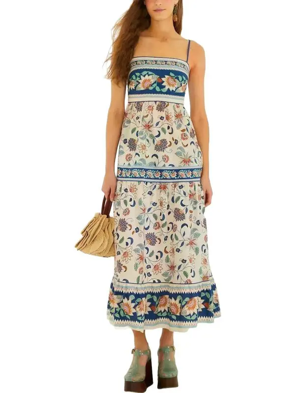 Farm Rio Floral Tapestry Maxi Dress - Neutrals