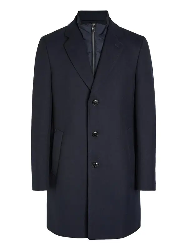BOSS Layered Cotton-blend Coat - Navy