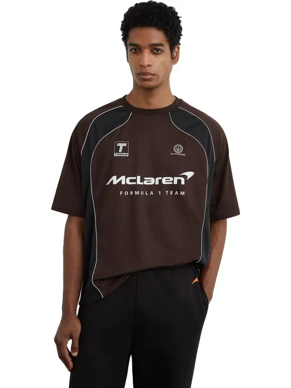 REISS X Mclaren F1 Team Dexormclaren Racing Relaxed Contrast Driver T-shirt-fit - Chocolate Brown