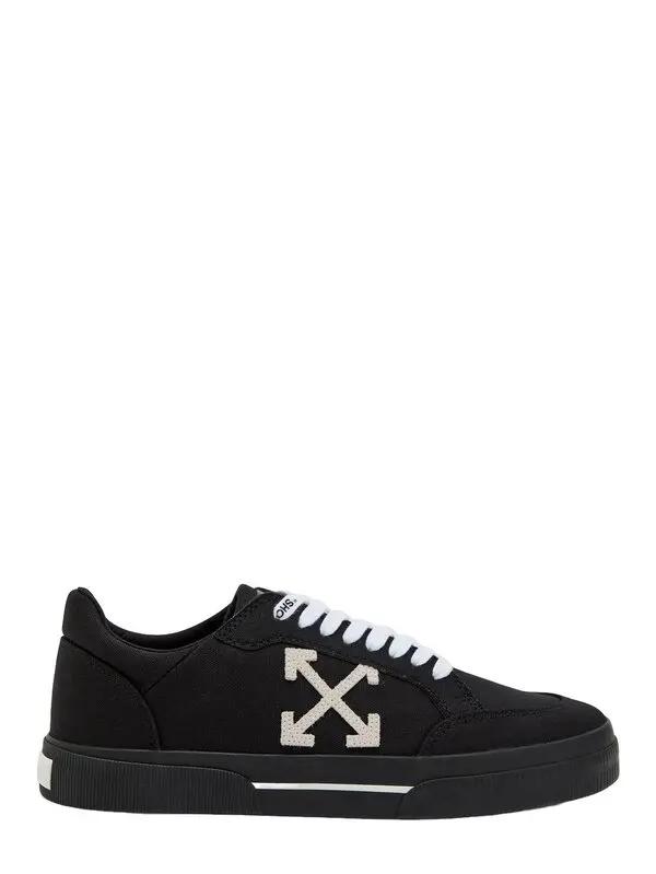 Off-White Vulc Logo Canvas Sneakers - Black And White