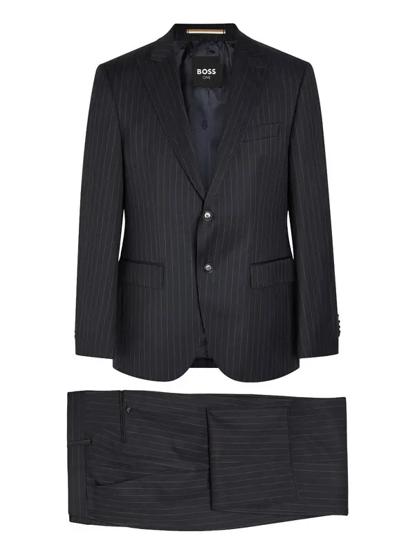 BOSS Pinstriped Wool Suit - Navy