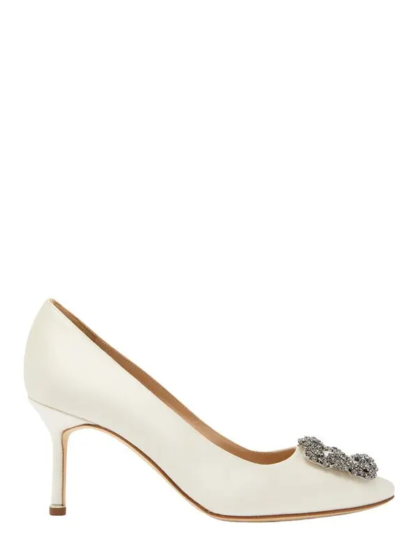 Manolo Blahnik Hangisi 70 Silk-satin Pumps - Cream