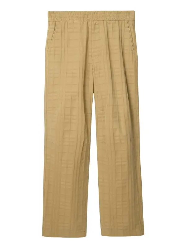 Burberry Cotton Check Trousers - Beige