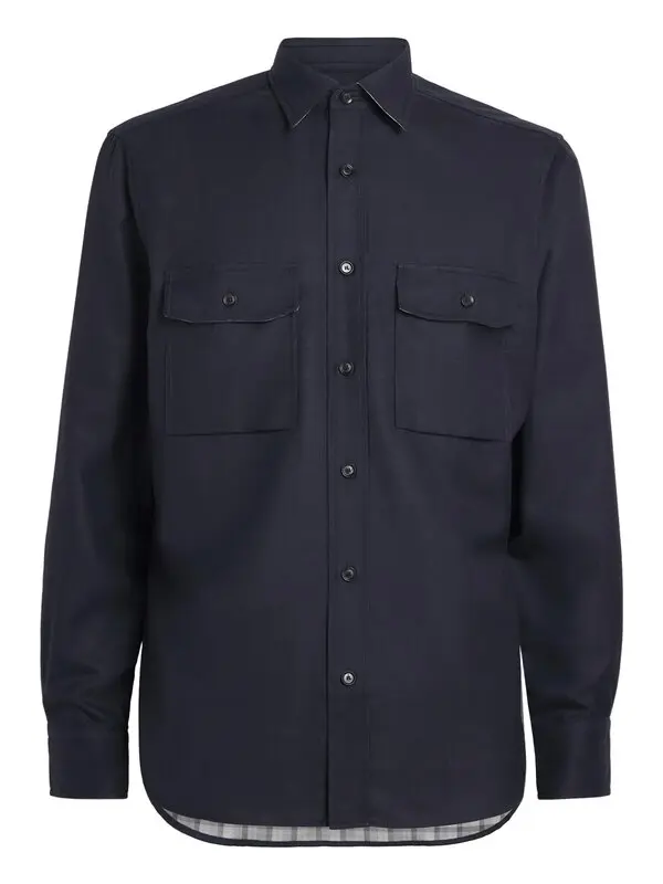 Brioni Wool Overshirt - Blue