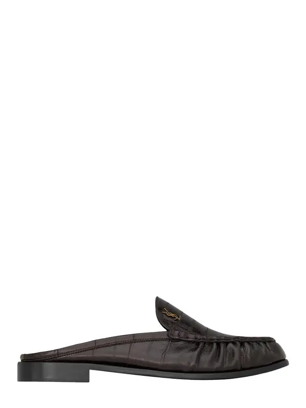 Saint Laurent Le Loafer Eel Leather Mules - Brown