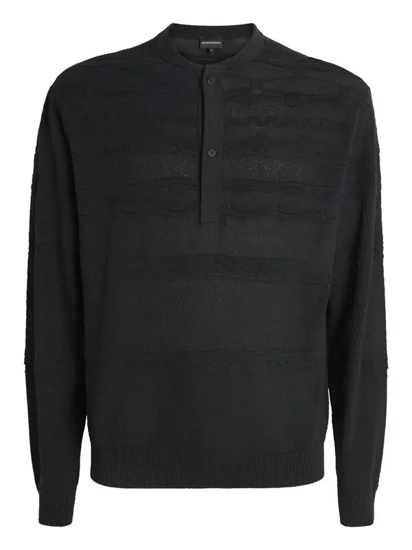Emporio Armani Knitted Long-sleeve Henley Top - Black