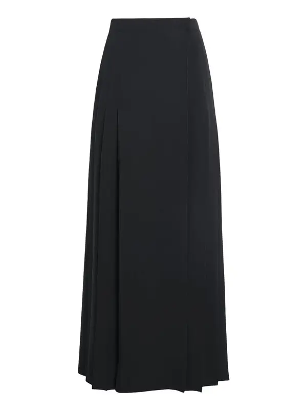 YVES SALOMON Silk Crepe Maxi Skirt - Black