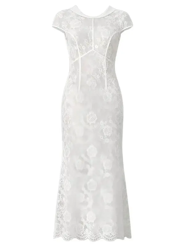 SELF-PORTRAIT Lace Collared Dress - White