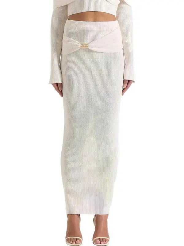 Manière De Voir Draped Maxi Skirt With Hardware Detail - Neutrals