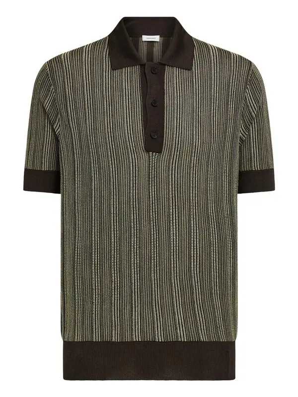 FERRAGAMO Short Sleeve Knitted Polo - Brown