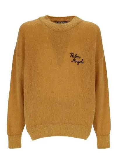 Palm Angels Mohair Knit Sweater - Beige/yellow