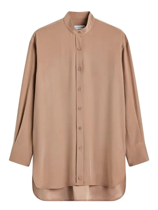 Scanlan Theodore Sueded Silk Crew Neck Shirt - Caramel