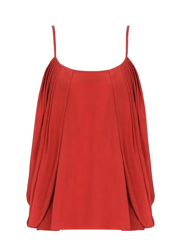 Balmain Draped Silk Crepe Top - Red