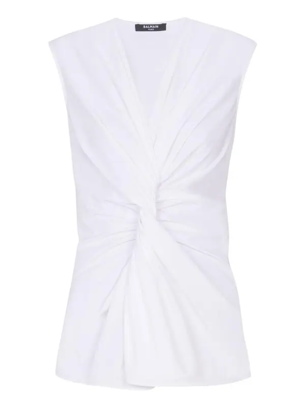 Balmain Draped Sleeveless Shirt - White