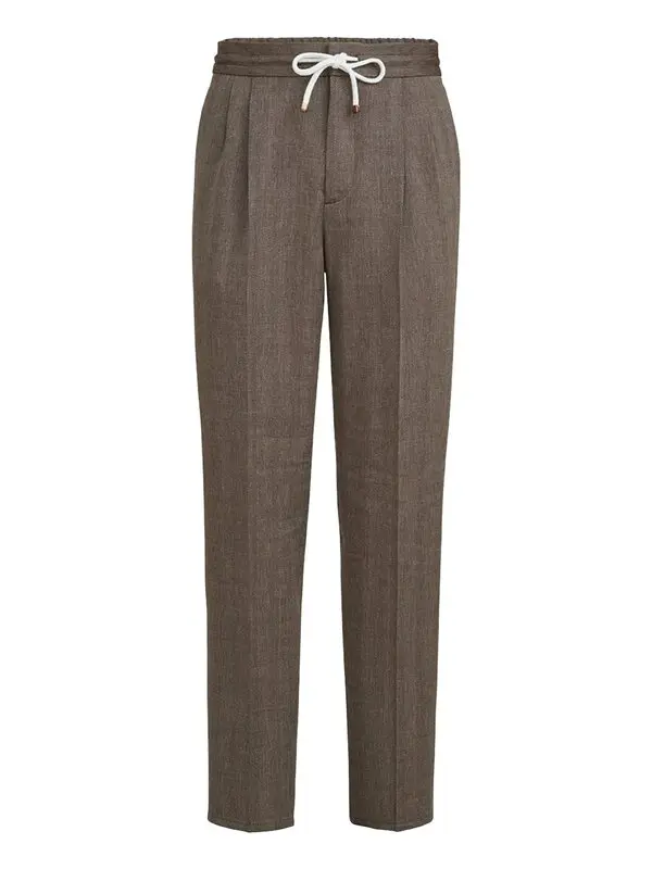 Brunello Cucinelli Drawstring Leisure Trousers - Brown