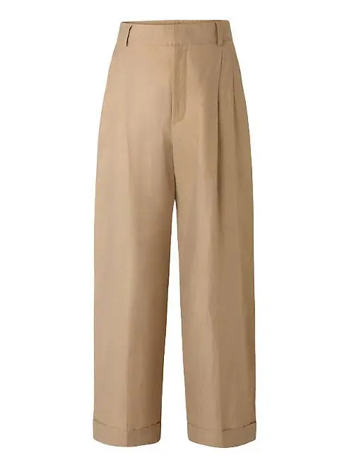 Soeur Wide-leg High-rise Cotton Trousers - Sable