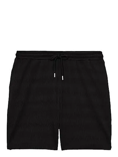 REISS Wave-pattern Knitted Shorts - Black