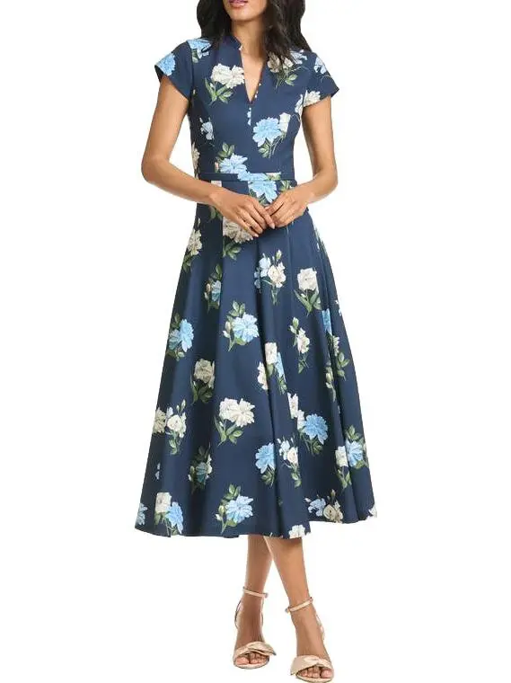 Sachin & Babi Jasmeen Floral Print Midi Dress - Maritime Corsage