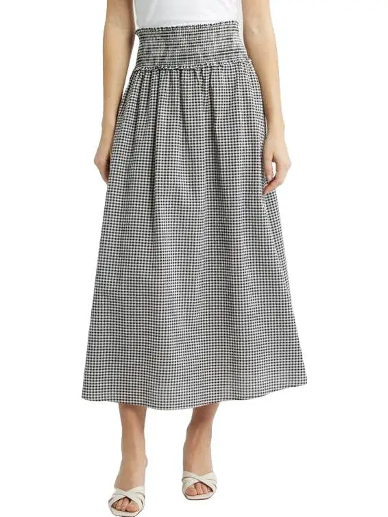 Hill House Home Gingham Midi Skirt - Black/sand Gingham