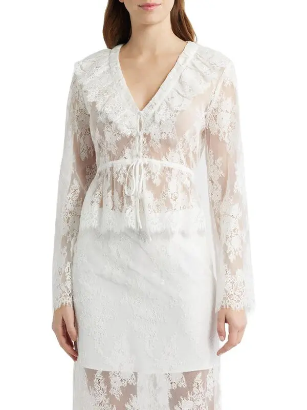 Hill House Home The Zoya Sheer Lace Top - White