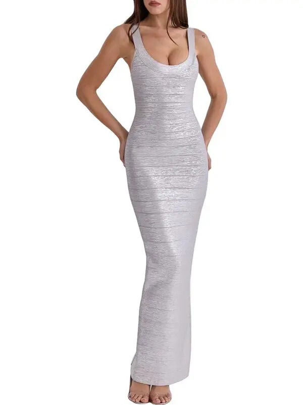 House Of Cb Figure-skimming Bandage Maxi Dress - Silver