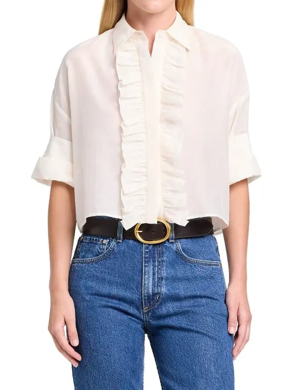 TWP Ruffle Crop Shirt - Ivory