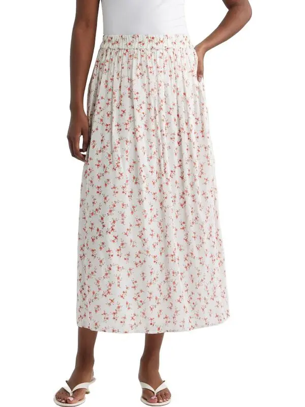 Rails Dax Floral Cotton Midi Skirt - Rouge Romantic