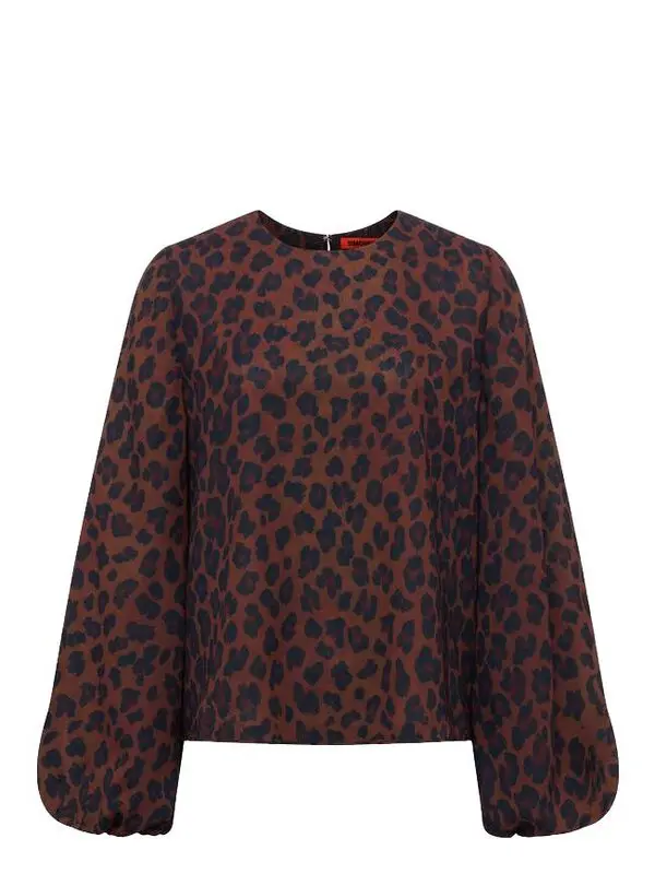 SIMONMILLER Joplin Chiffon Top - Choco Brown Leopard