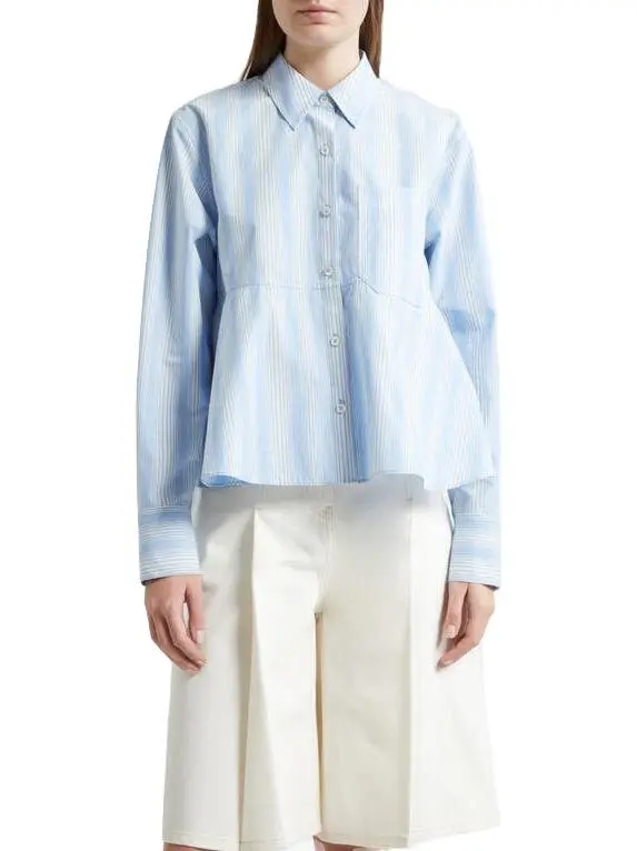 3.1 Phillip Lim Button-up Flounce Stripe Shirt - Airy Blue Multi