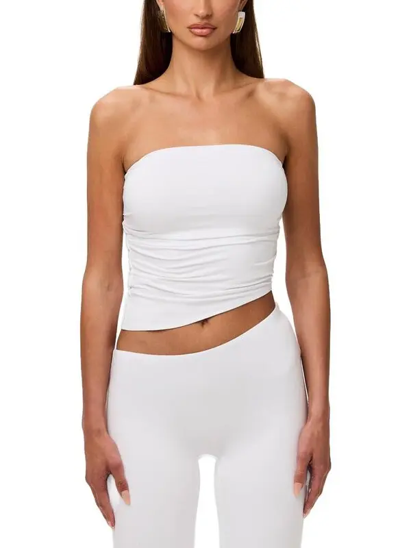 Naked Wardrobe Strapless Asymmetric Tube Top - White