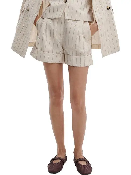 Rag & Bone Neila Pleated Stripe Shorts - White Stripe