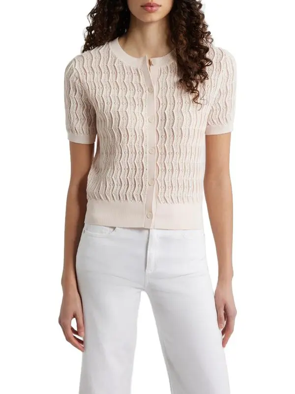 Rag & Bone Leslie Wave Pointelle Knit Cardigan - Light Pink