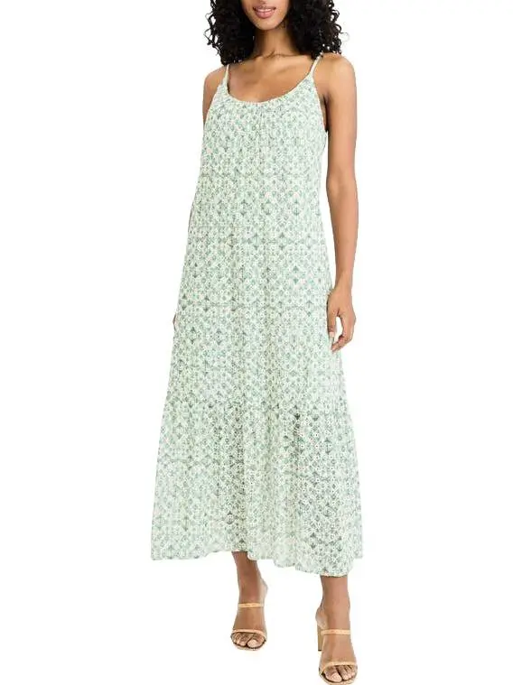 THE GOOD JOURNEY Embroidered Eyelet Maxi Sundress - Sage/olive