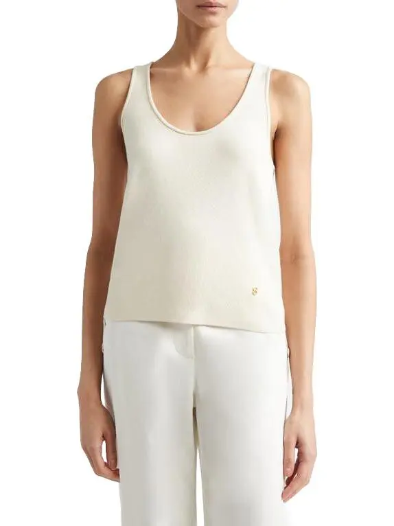 St. John Silk And Cotton Sweater Tank - Ecru