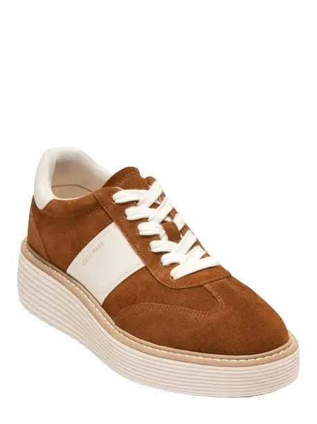 Cole Haan Originalgrand Max Platform Sneakers - Tobacco Suede/ivory Leather
