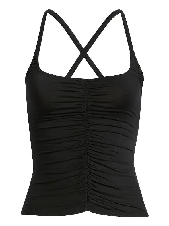 Free People Shimmer Shimmer Ruched Crossback Camisole - Black