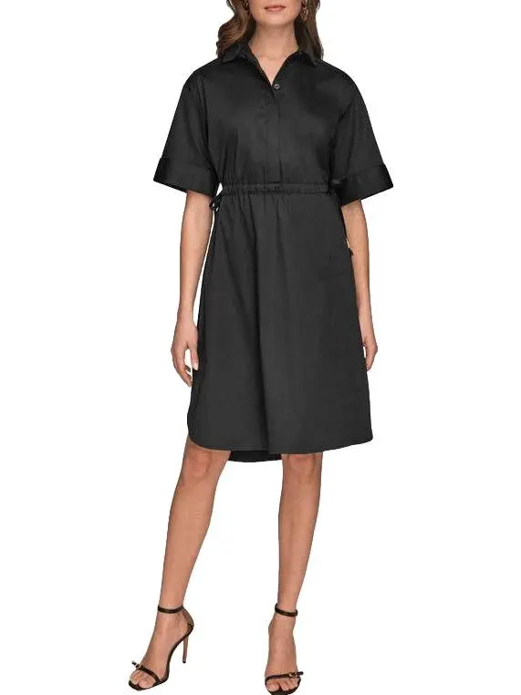 DONNA KARAN WEEKEND Short Sleeve Shirt Dress - Black