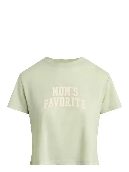 FAVORITE DAUGHTER Mom's Favorite Cropped T-shirt - Light Sage/white