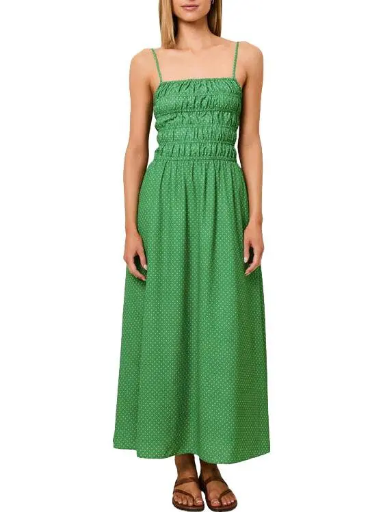 Solid & Striped The Delta Swiss Dot Open Back Maxi Sundress - Turtle Green