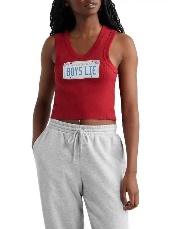 BOYS LIE Drivers License Randy Rib Tank - Red